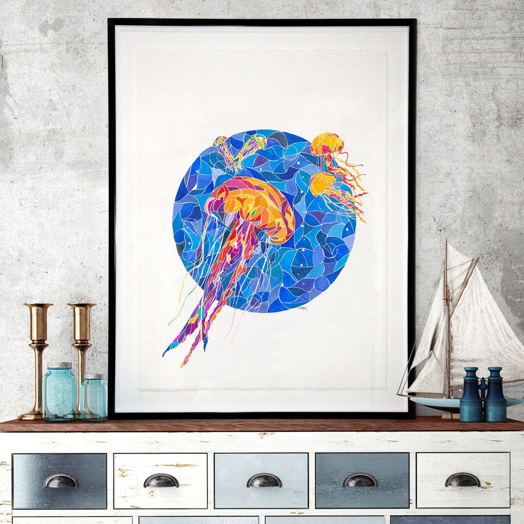 Jellyfish Print, Fish Decor, Jellyfish Art, Jellyfish Decor, Jelly Fish ...