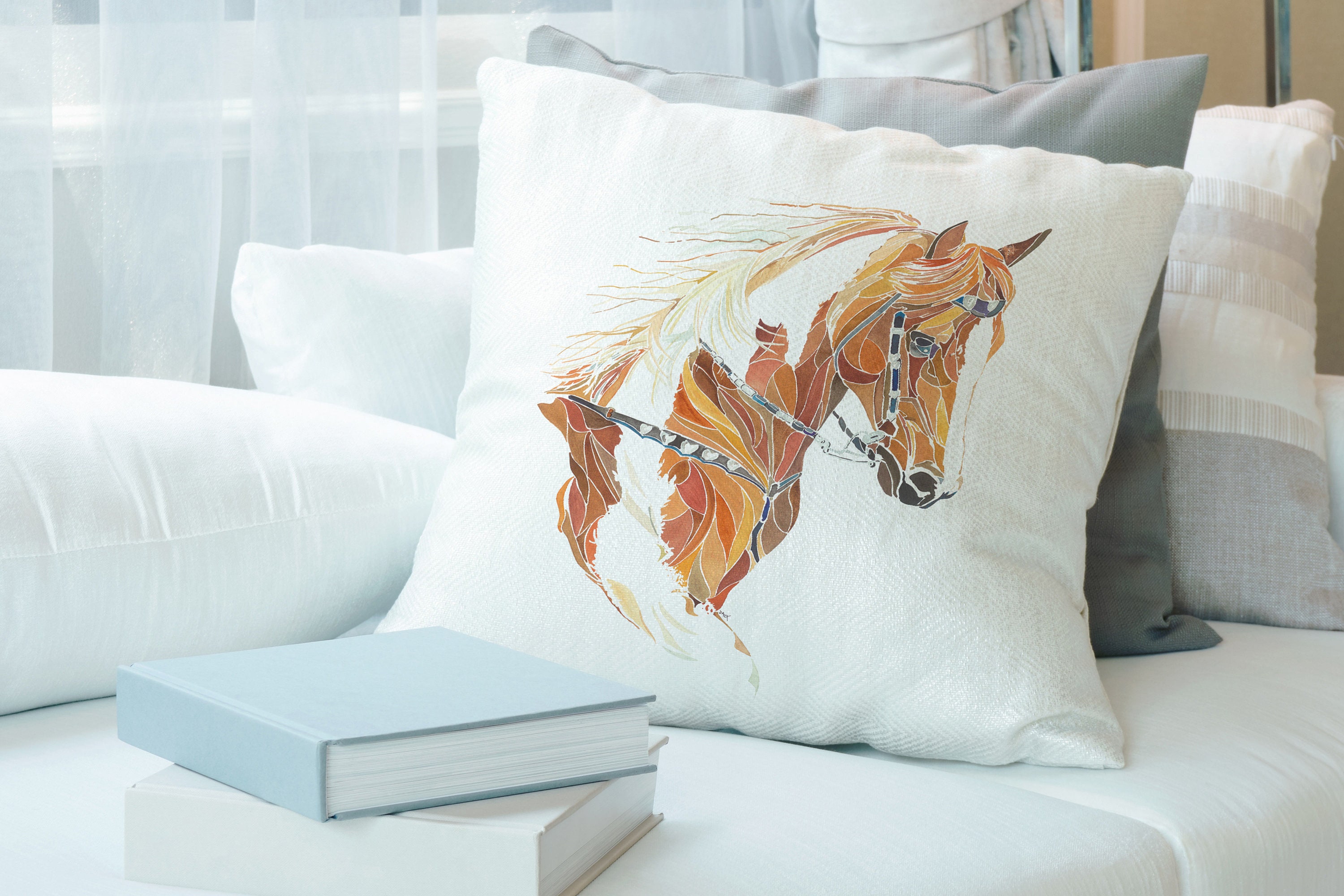 Horse Pillow Cover, Horse Gift, Farmhouse Decor, Animal Accent Pillow ...