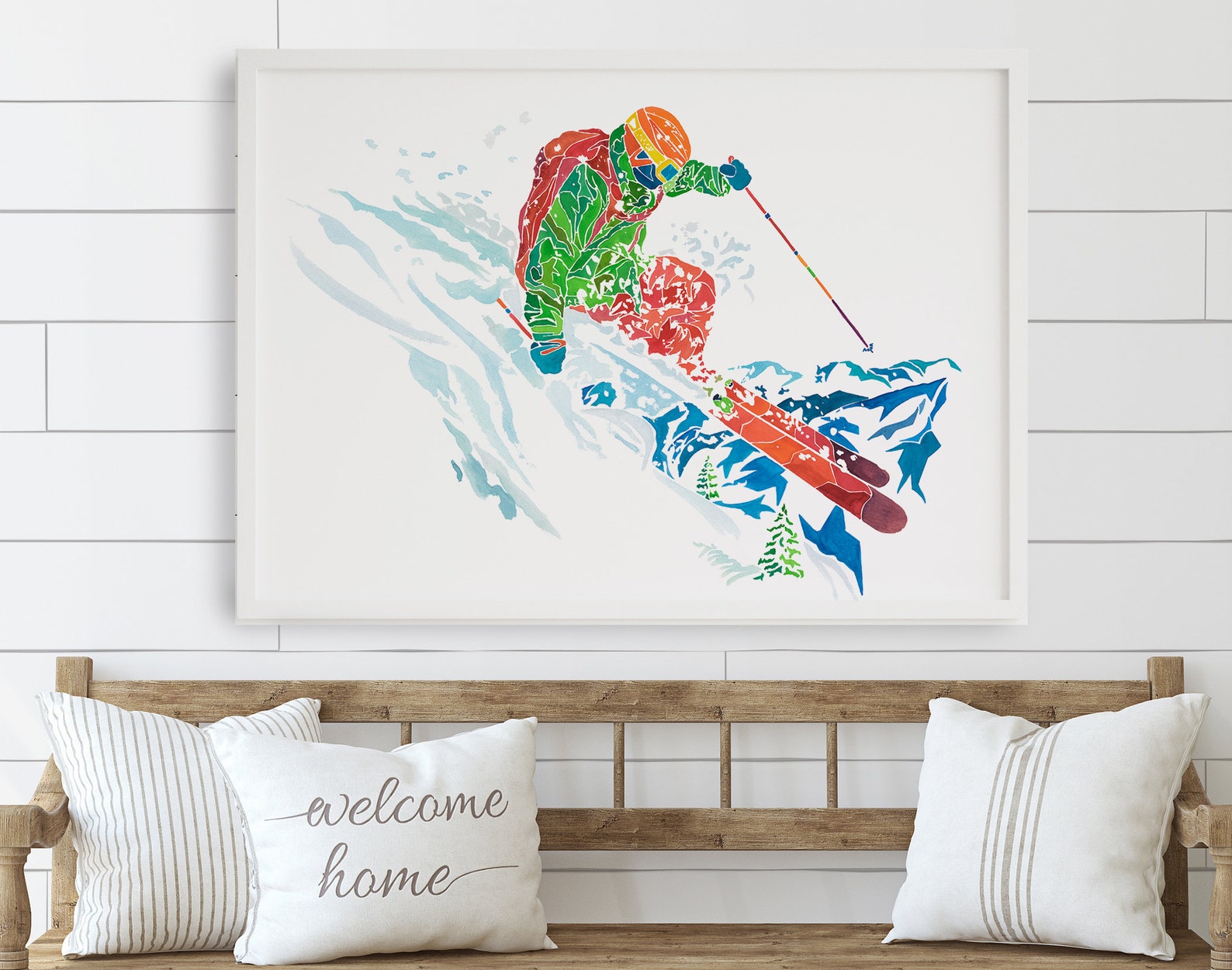 Winter Sports Wall Art Print, Mountain Alpine Skiing Artwork, Ski Art ...