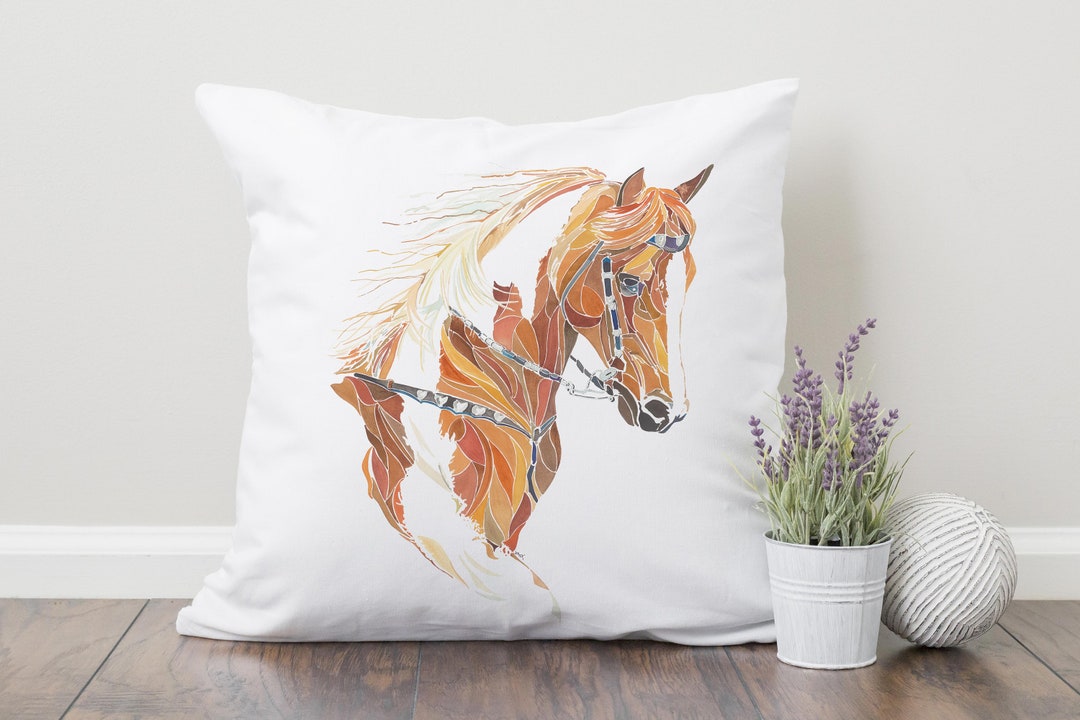 Horse Pillow Cover, Horse Gift, Farmhouse Decor, Animal Accent Pillow ...