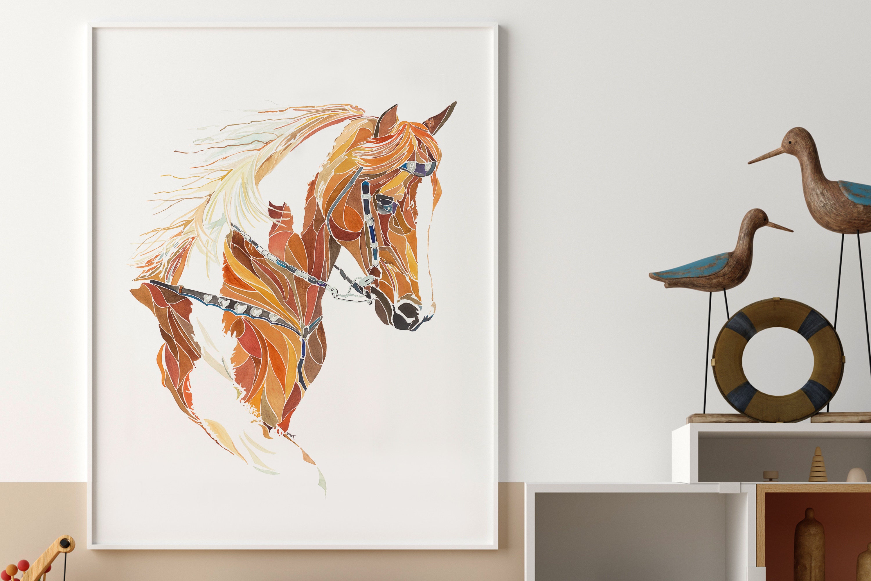 Horse Painting, Watercolor Horse Art, Farm Animal Print, Girls Room ...