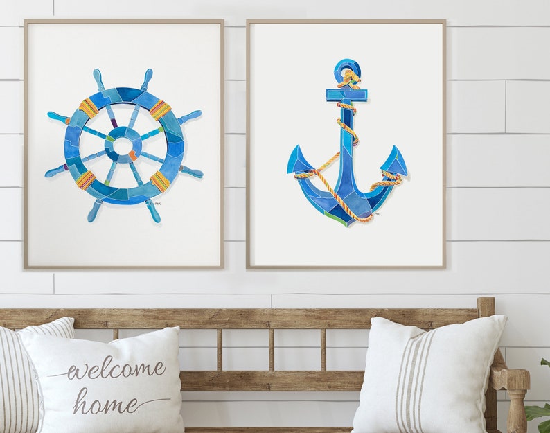 Nautical Wall Decor Set Nautical Prints Nautical Wall Art - Etsy