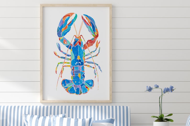 Blue Lobster, Lobster Birthday, Lobster Wall Decor, Lobster Art Print ...