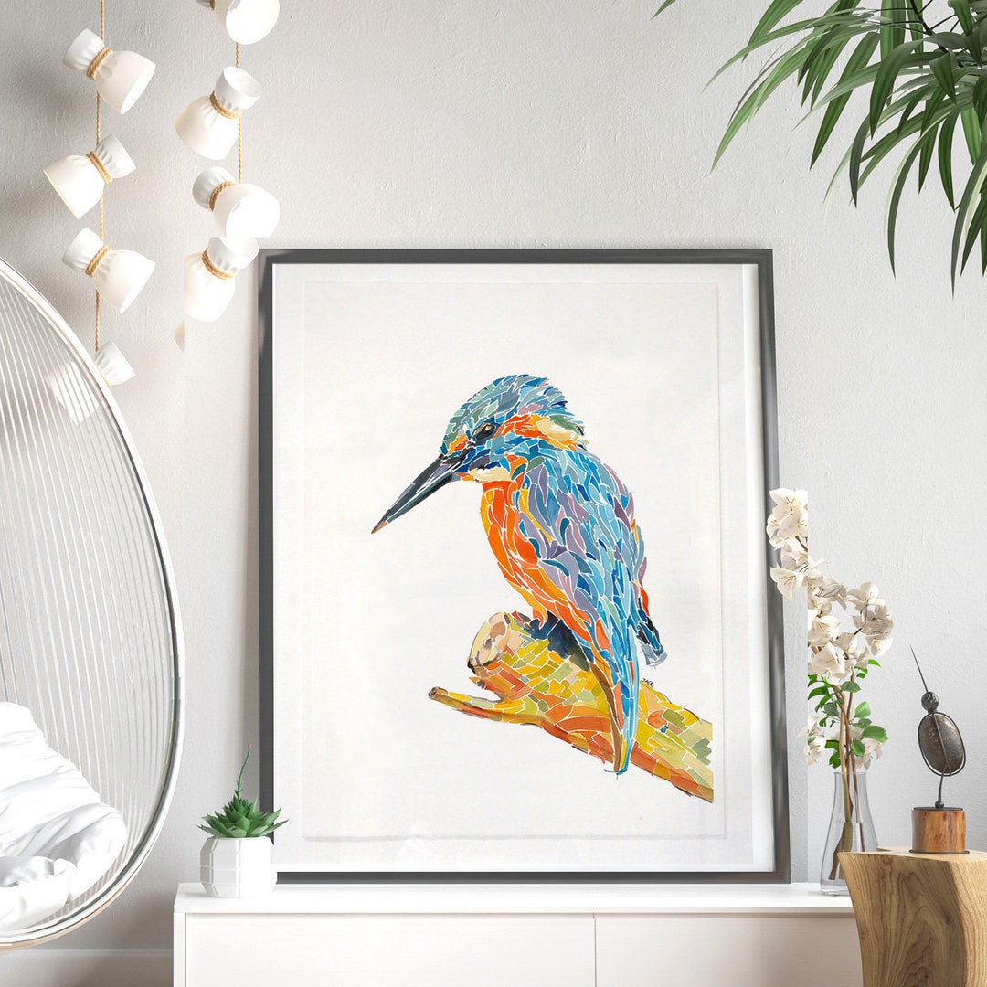 Bird Print, Bird Artwork, Kingfisher Painting, Bird Lover Gift Idea ...
