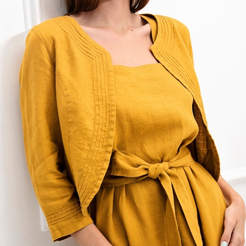 100% Linen Jacket With Hand Embroidery/ Jacket for Women/ - Etsy