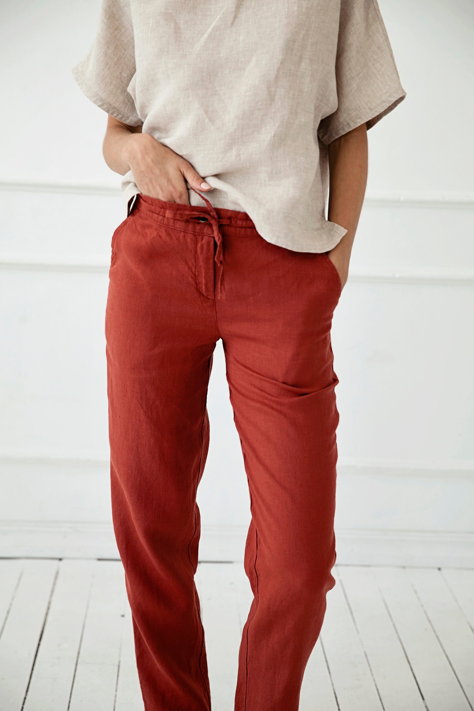 100% Linen Pants/ Soft Linen Pants/ Flax Soft Women Pants/ - Etsy