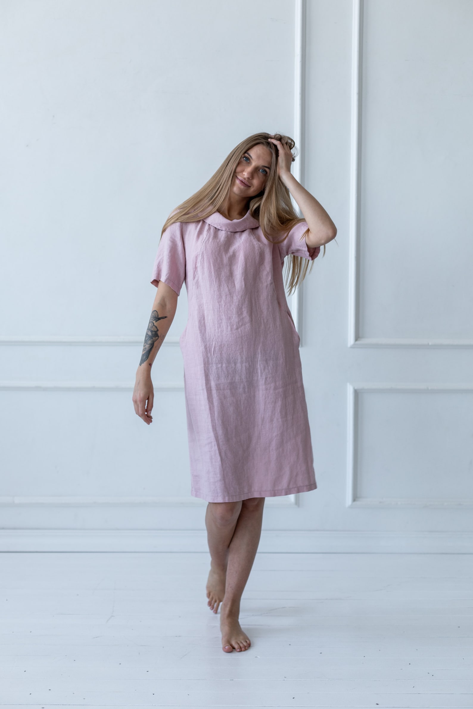 100% Pure Linen Dress/ Loose Flax Dress/ 1209 - Etsy