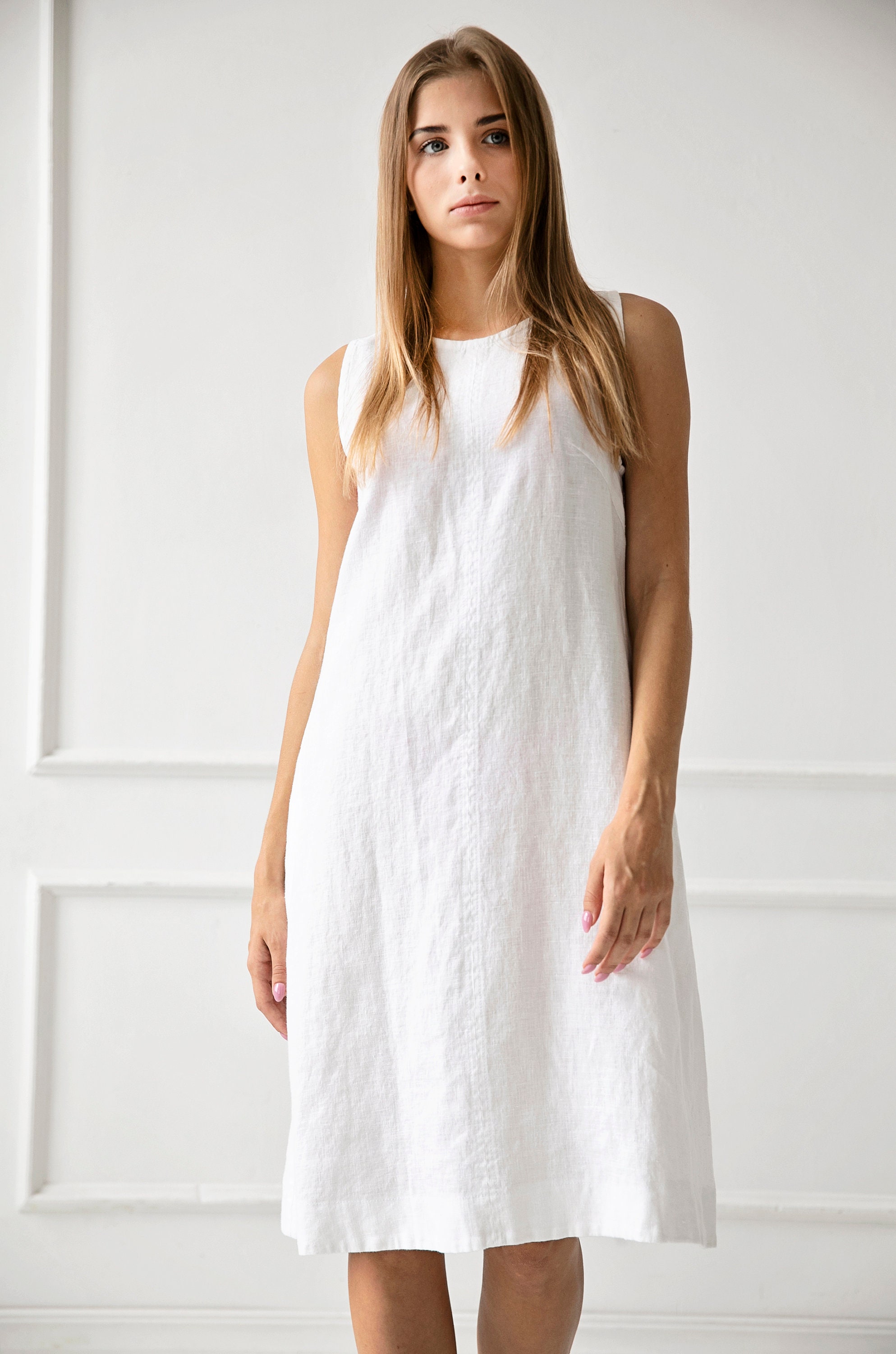 Vestido de lino 100% vestido de lino suelto vestido de lino | Etsy