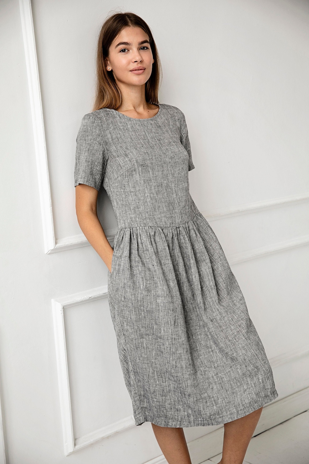 100% Pure Linen Dress/ 1228 - Etsy