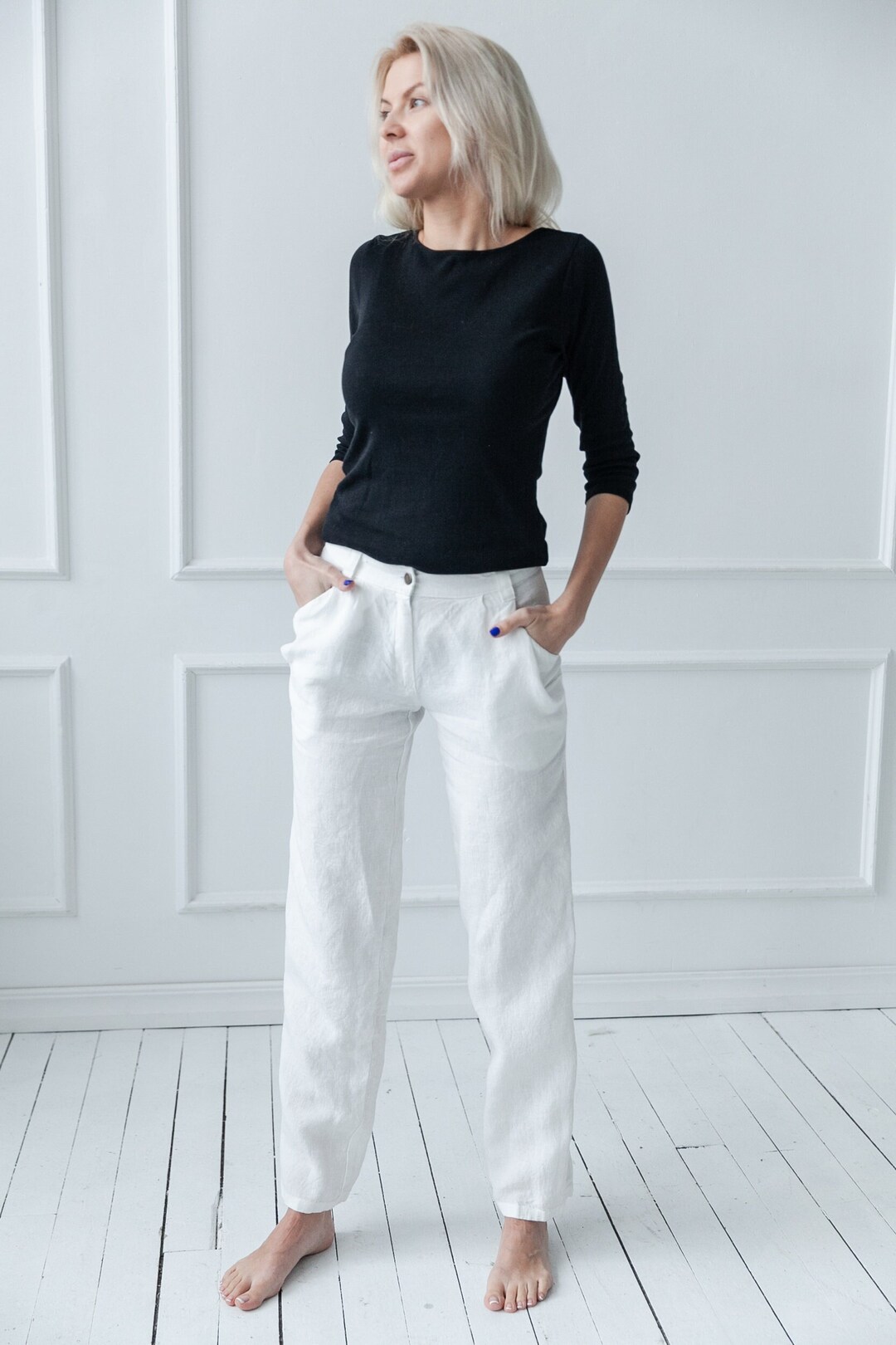 100% LINEN SOFT PANTS/ 1383 - Etsy