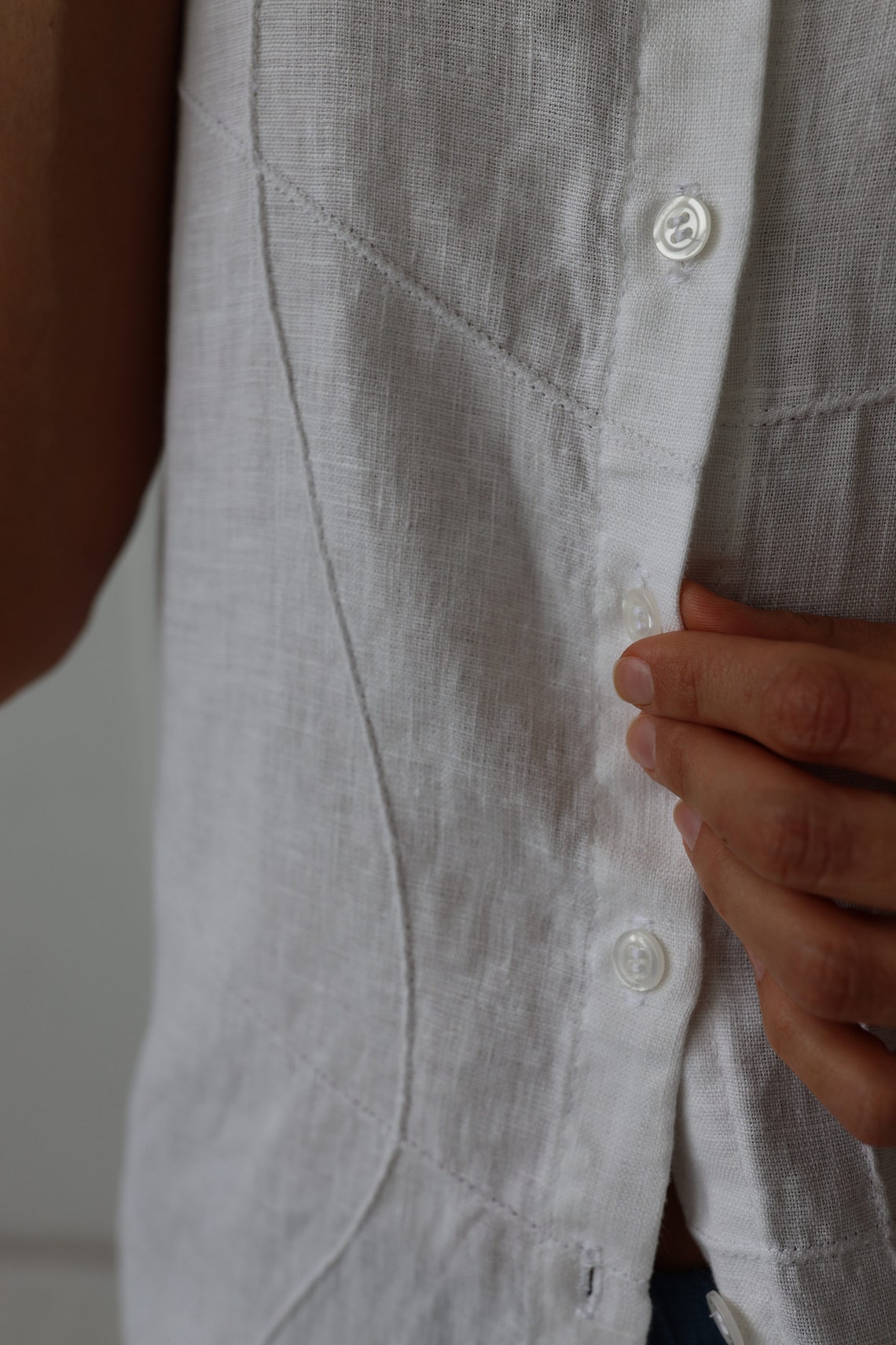 100% Linen Collared Shirt With Hand Embroidery - Etsy