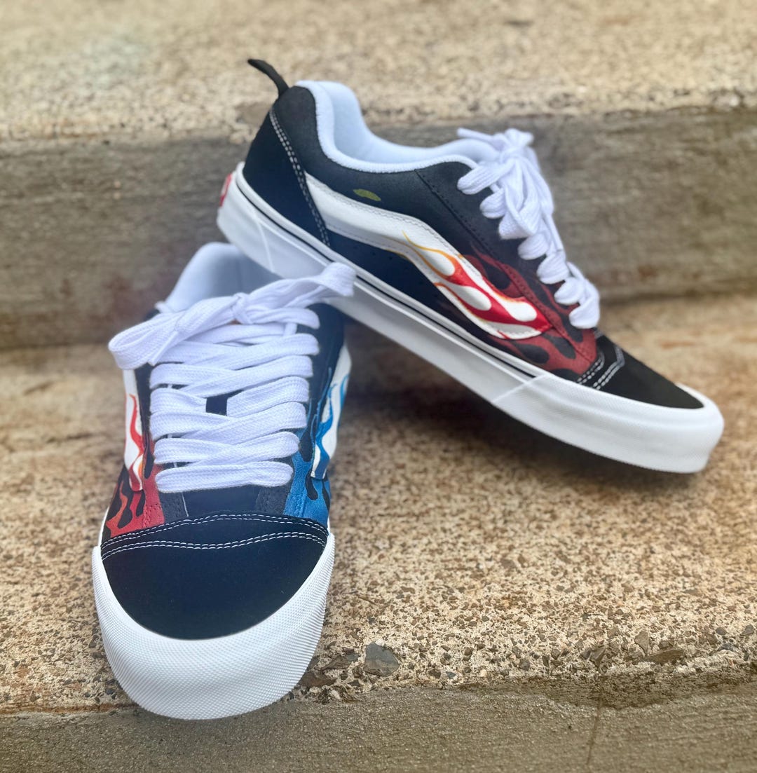 Fire and Ice Flamed Knu Skool Vans - Etsy