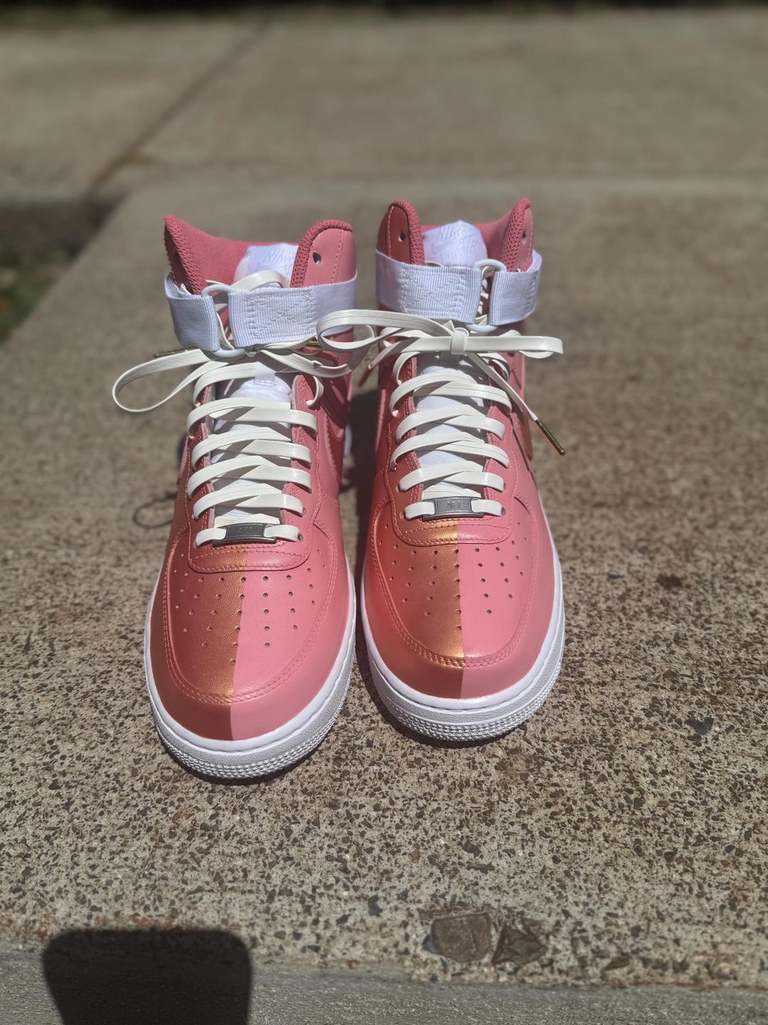 Rose Gold and Pink Split Custom Hi Top Air Force 1 - Etsy