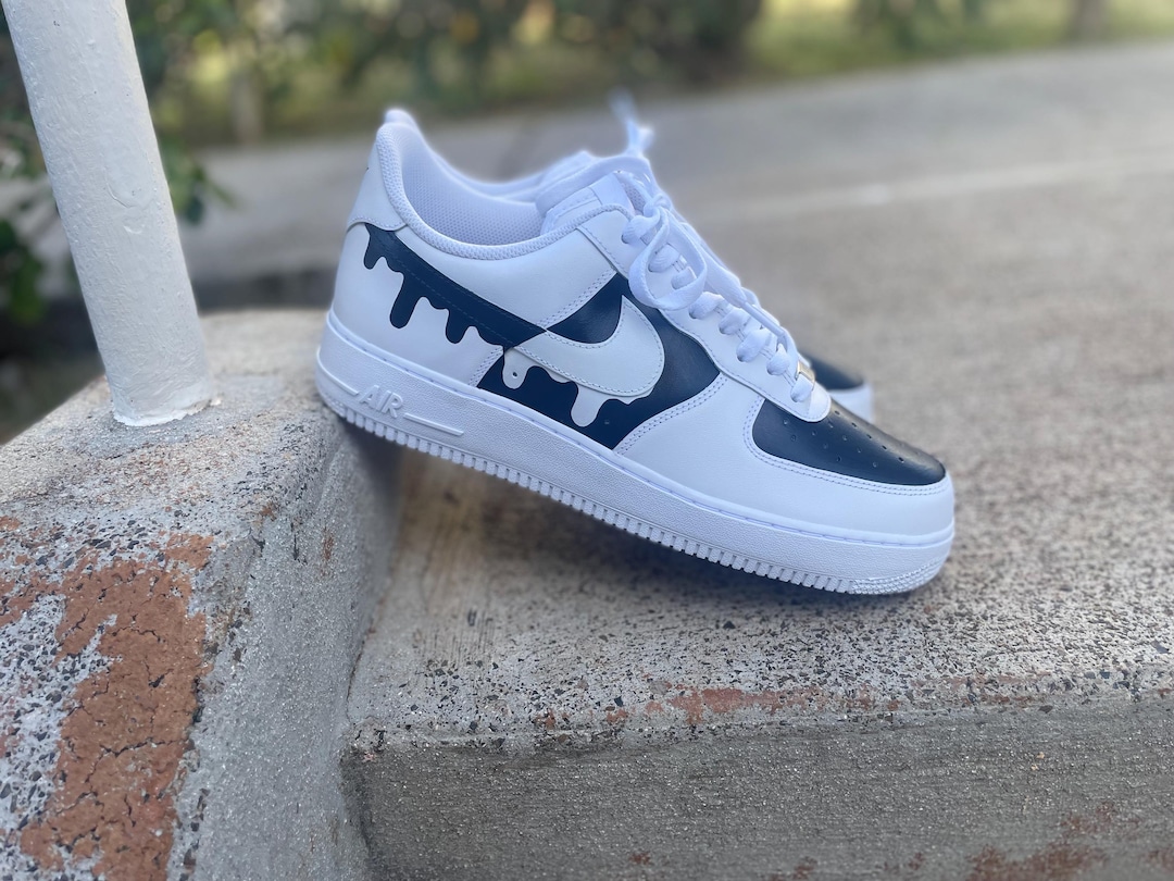 Navy Blue Drip Custom Air Force 1 - Etsy