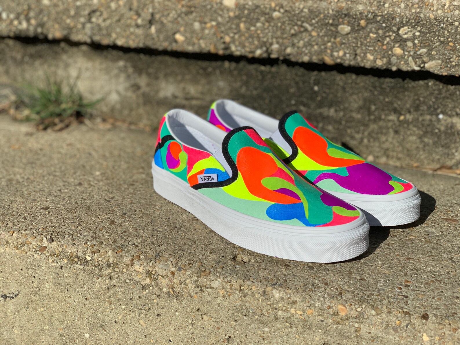 Custom Vans Neon Slip On - Etsy