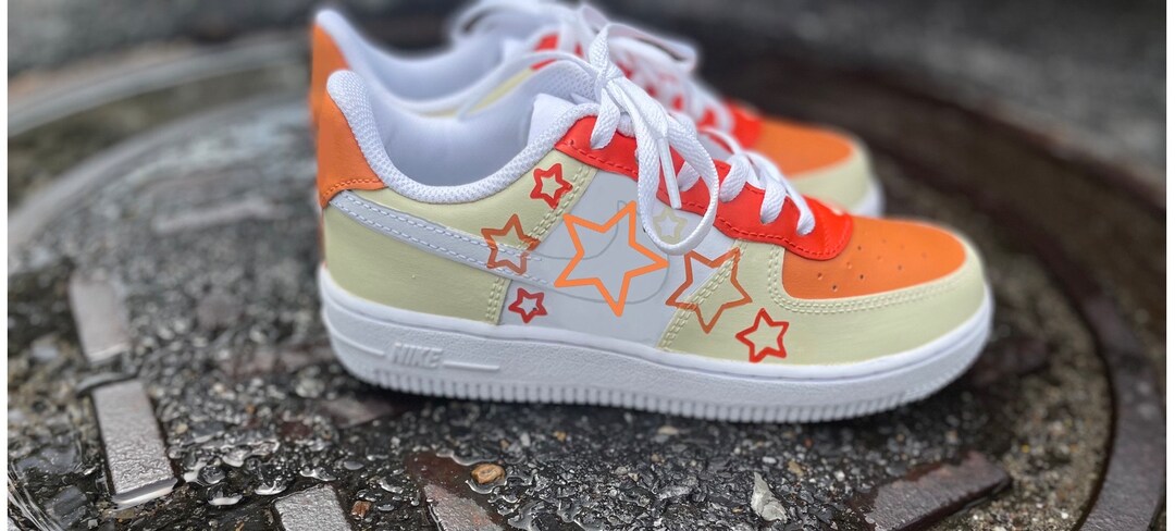 Orange Sherbet and Stars Custom Kids Air Force 1s - Etsy