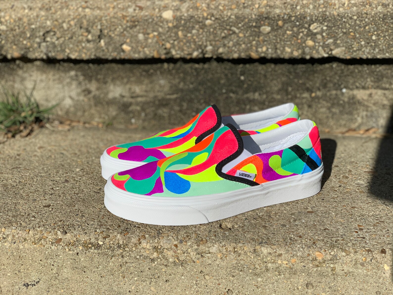 Custom Vans Neon Slip On - Etsy