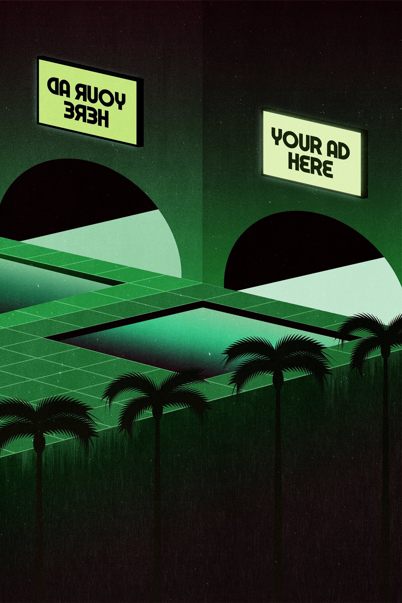 Your Ad Here - Retro Scifi Tropical Liminal Space Pool Rooms Print ...