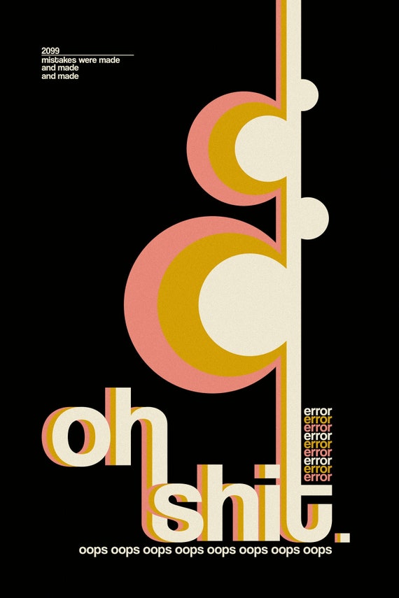 12 by 18 Funky Retro Parody Poster Oh Shit | Etsy