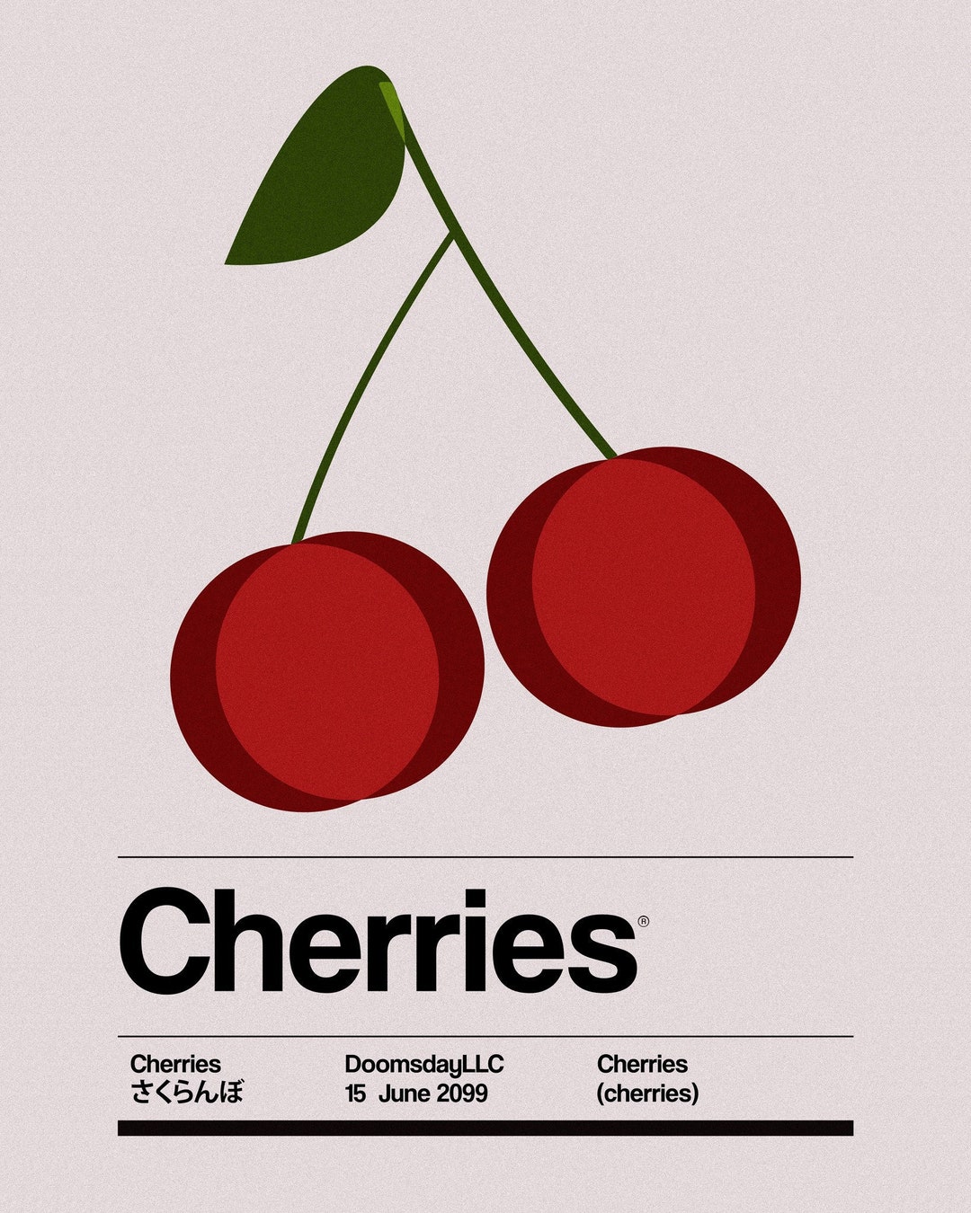 Cherries - Minimalist Fruit Art - Etsy