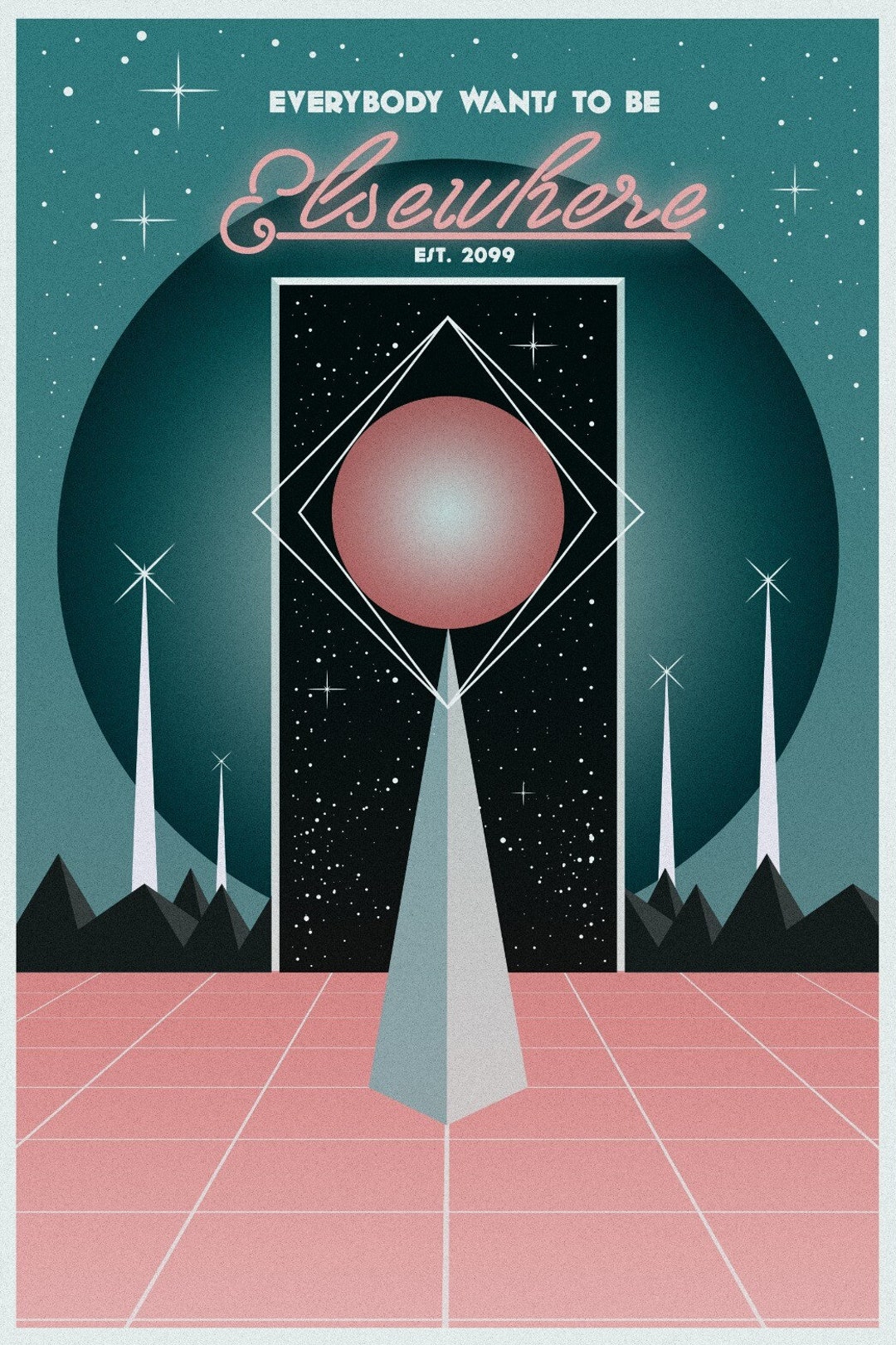 Retro Atomic Liminal Space Travel Poster - 12 by 18 - Everybody Wants ...