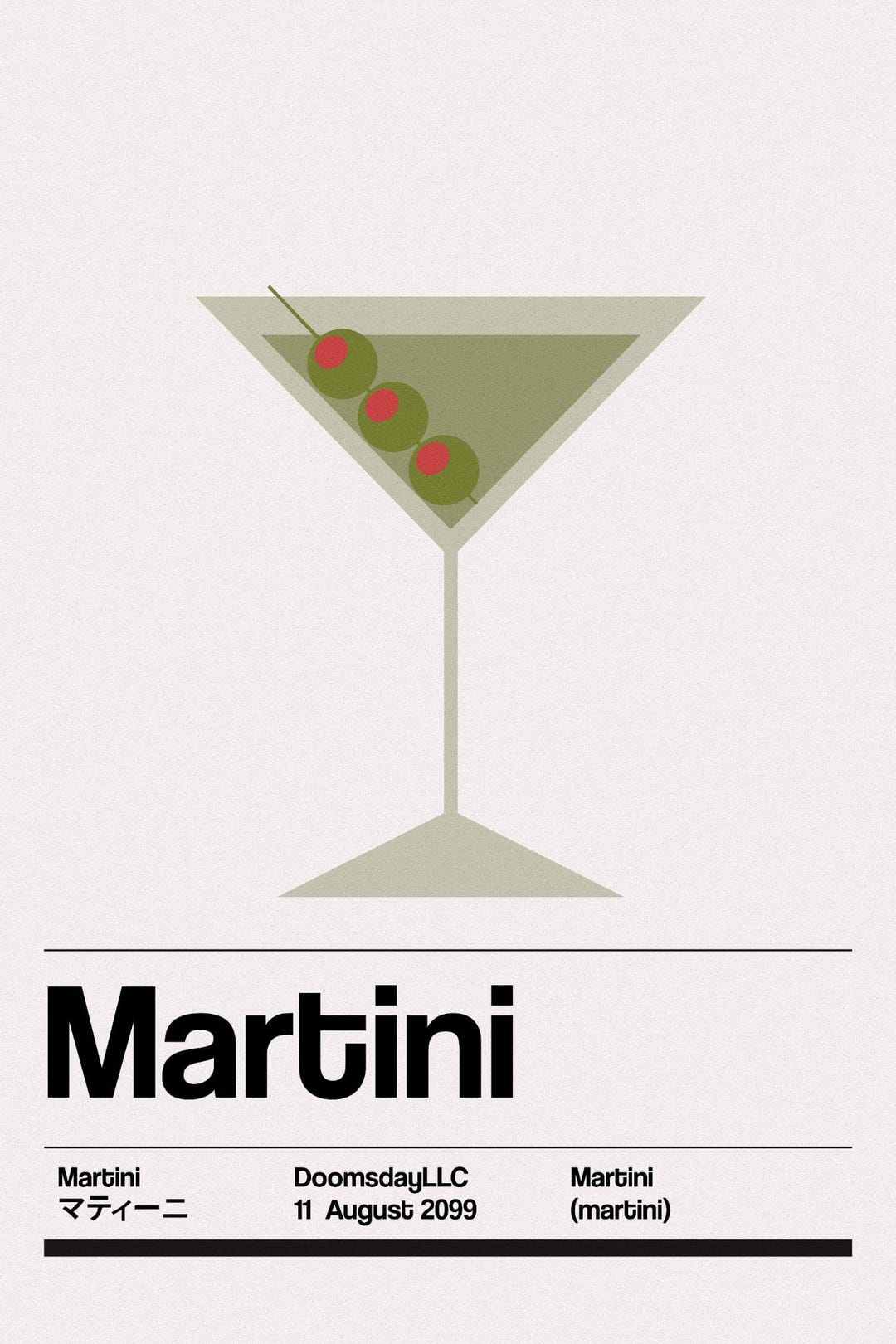 Martini - Minimalist Cocktail Art - Etsy