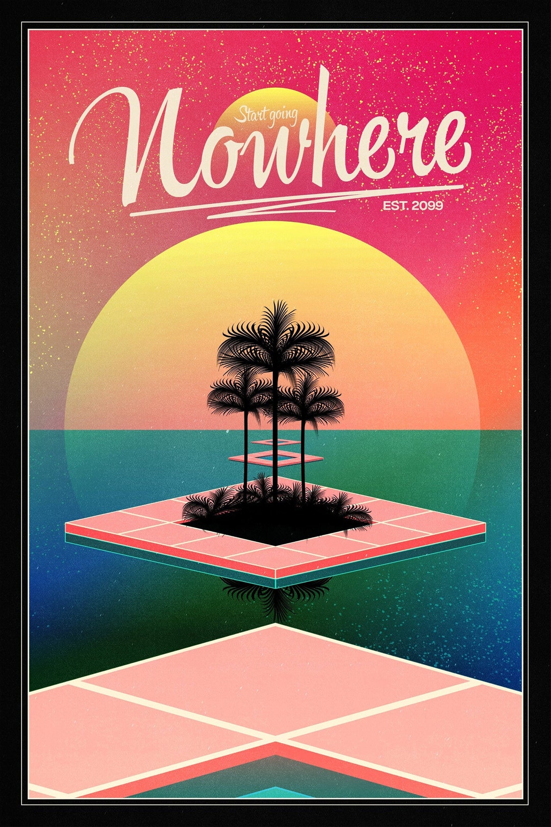 Retro Liminal Space Travel Poster - Start Going Nowhere - Etsy