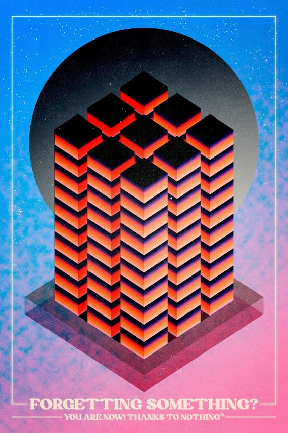 Neon Aesthetic Vaporwave Retro Style Poster forgetting | Etsy
