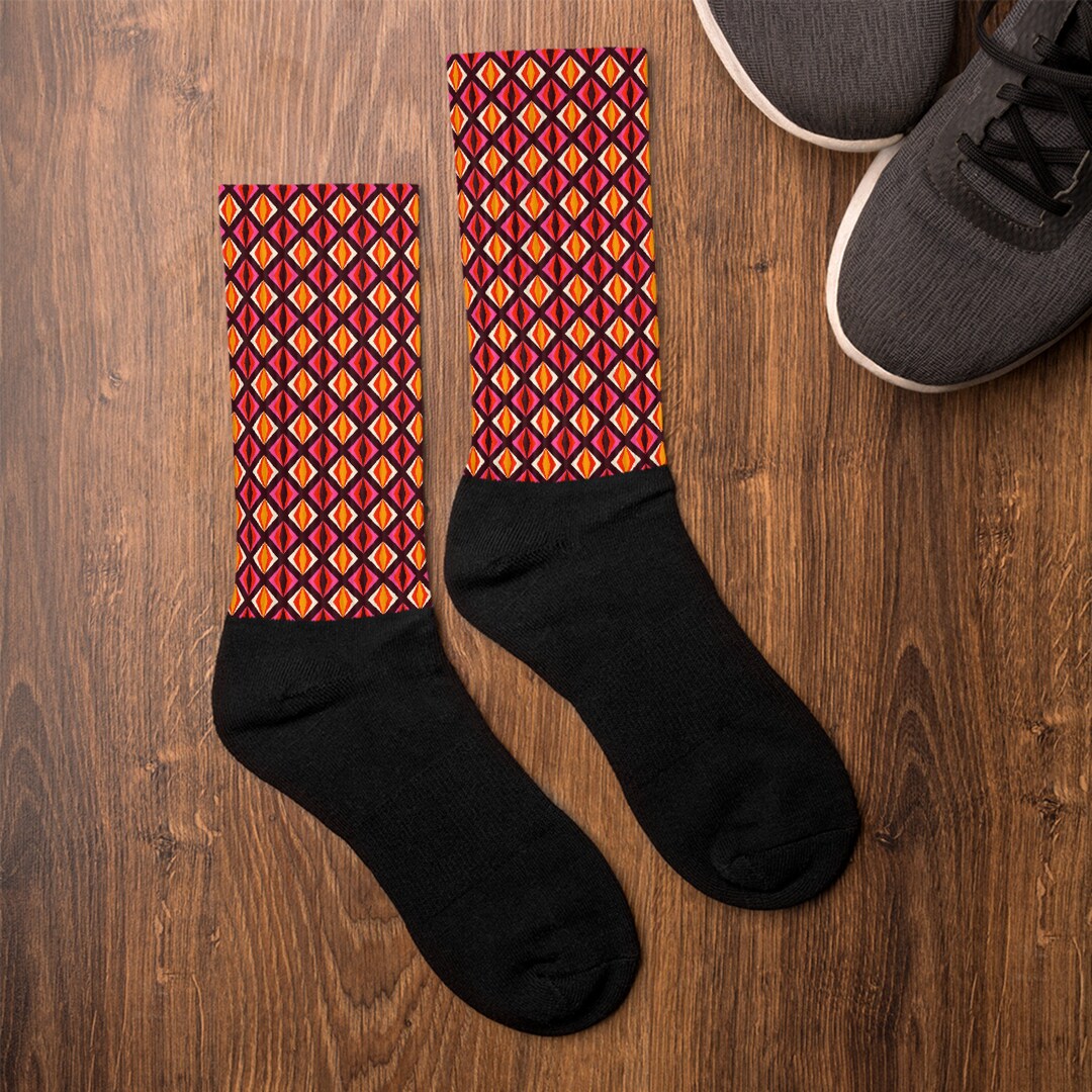 Retro Tiki Diamond Pattern Socks - Etsy