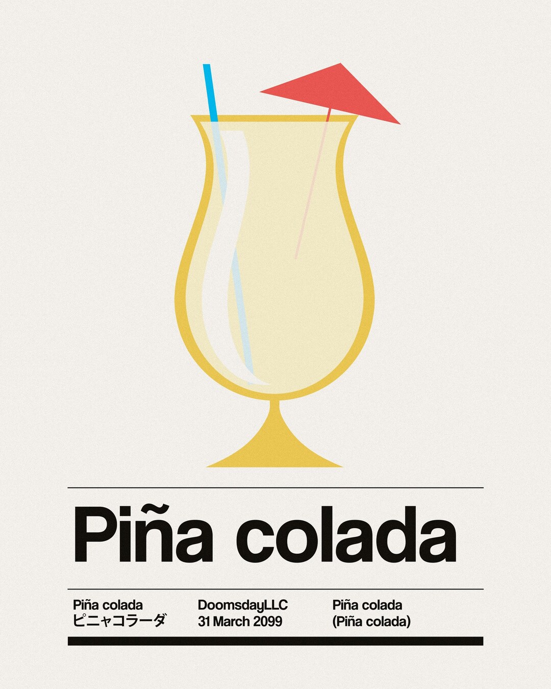Pina Colada - Minimalist Cocktail Art - Etsy