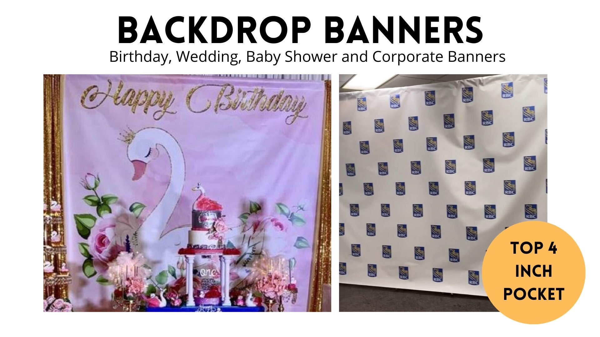 Custom Backdrop Banners Birthday Banner Wedding Banner Baby Shower ...