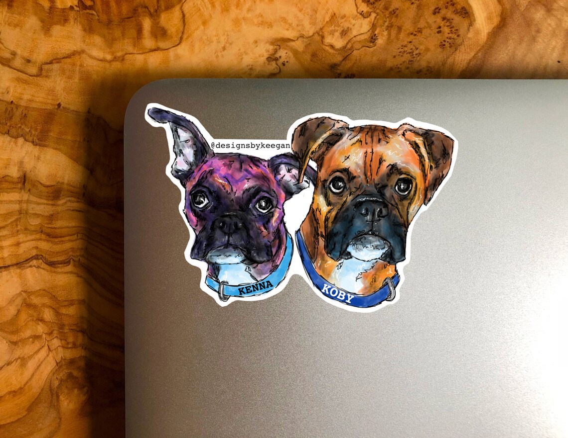 Custom Pet Sticker (multiple Subjects) - Custom Pet Portrait ...