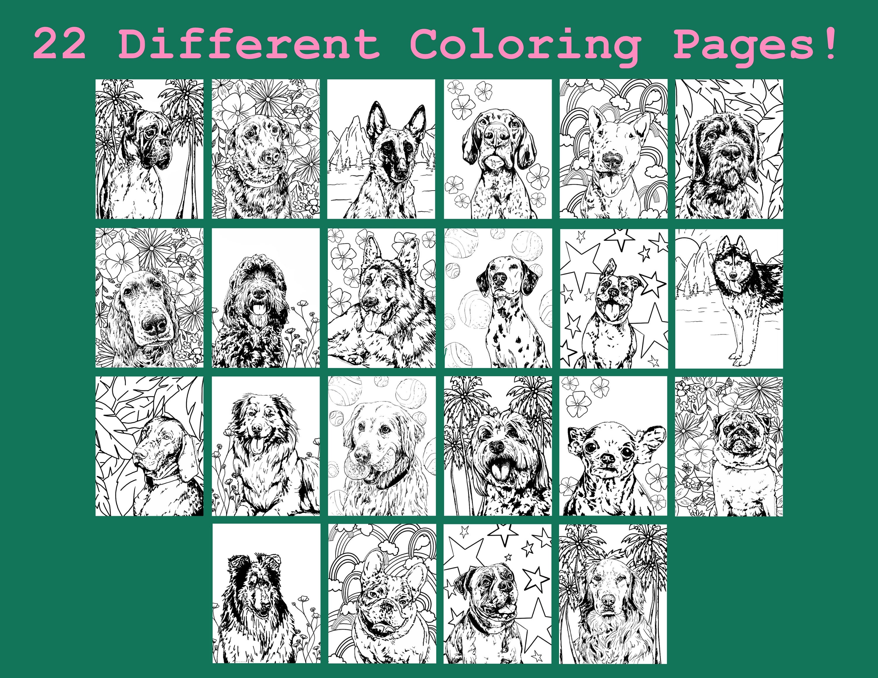 Dog Coloring Book Instant Download Dog Coloring Pages Kid - Etsy