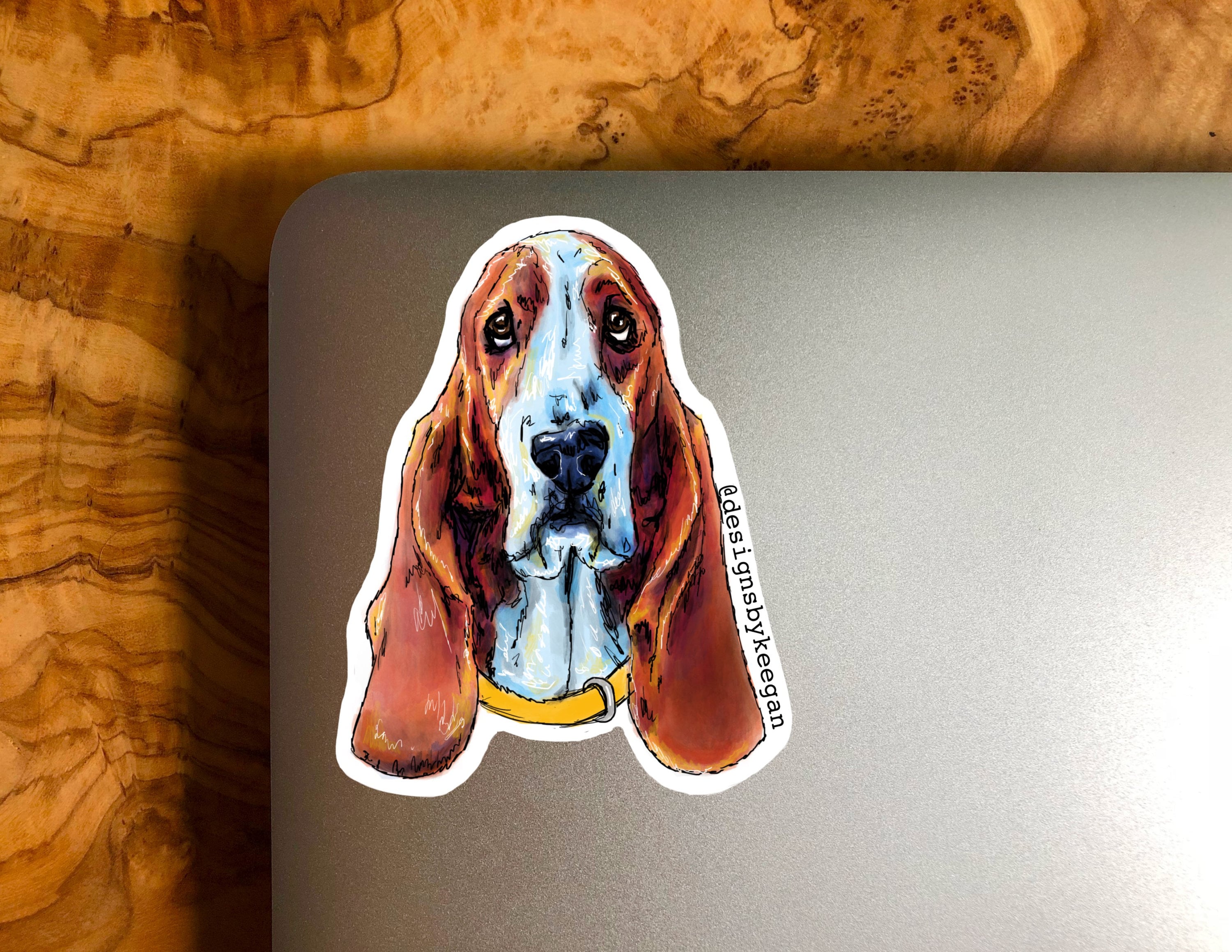 Basset Hound Sticker water resistant stickers doggo laptop | Etsy