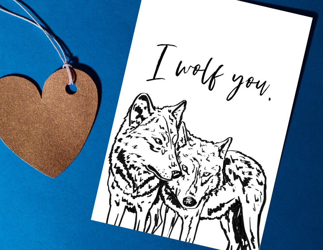 I Wolf You Card - Instant Download, Digital Print, Valentines Day Card ...