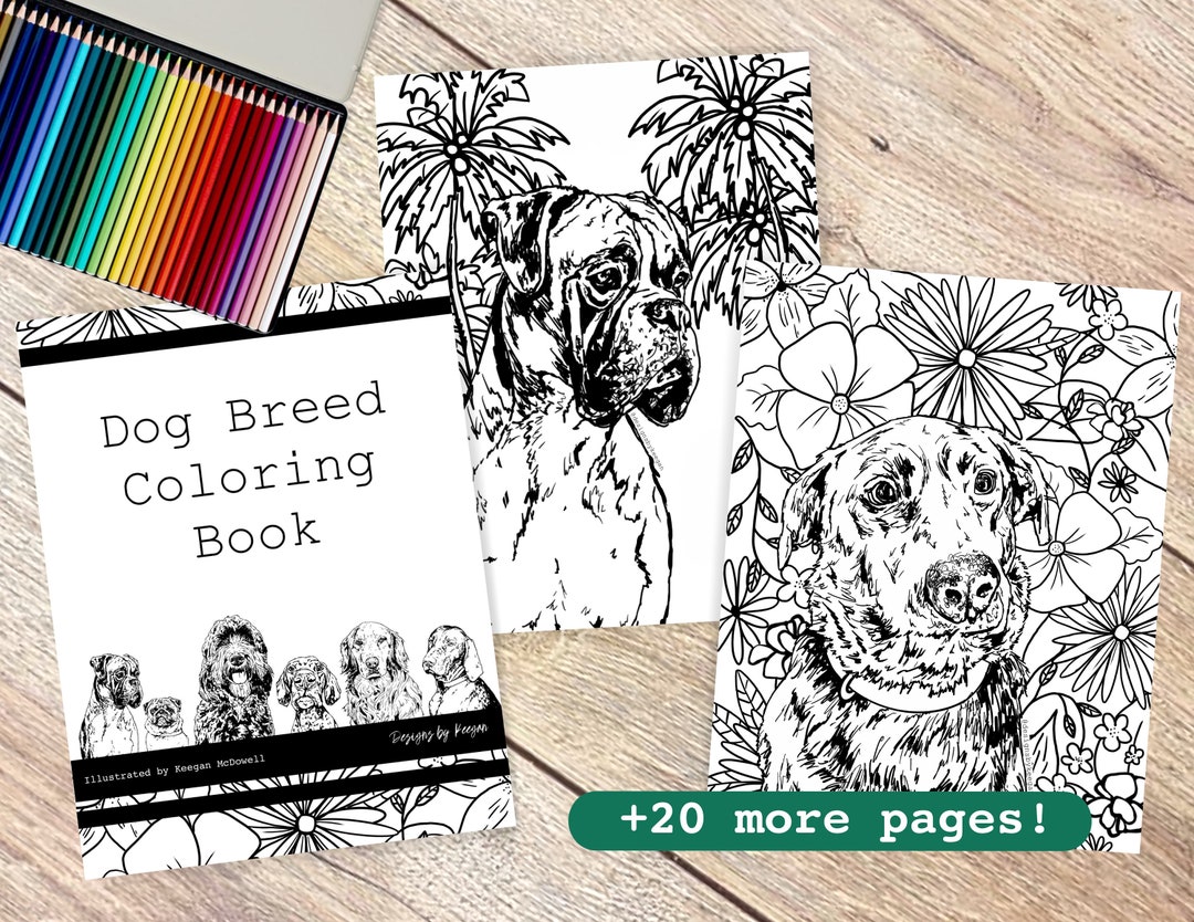 Dog Coloring Book - Instant Download, Dog Coloring Pages, Kid or Adult ...