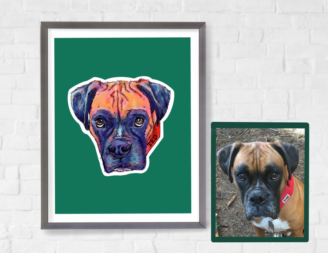 Custom Dog Portrait- Digital Print, Custom Pet Portrait, Cartoon ...