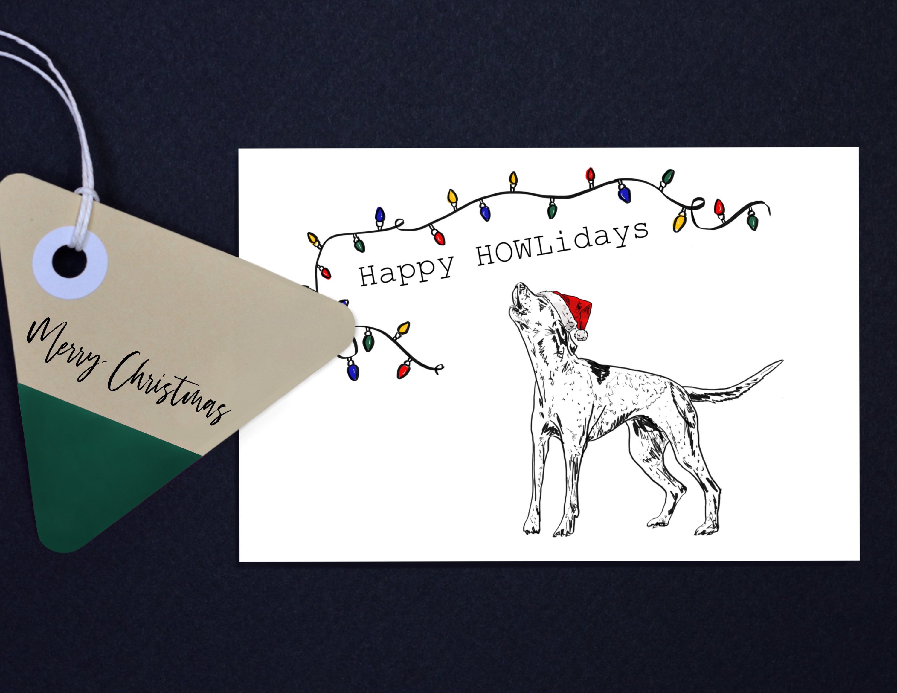 Dog Christmas Card instant download print yourself Santa | Etsy