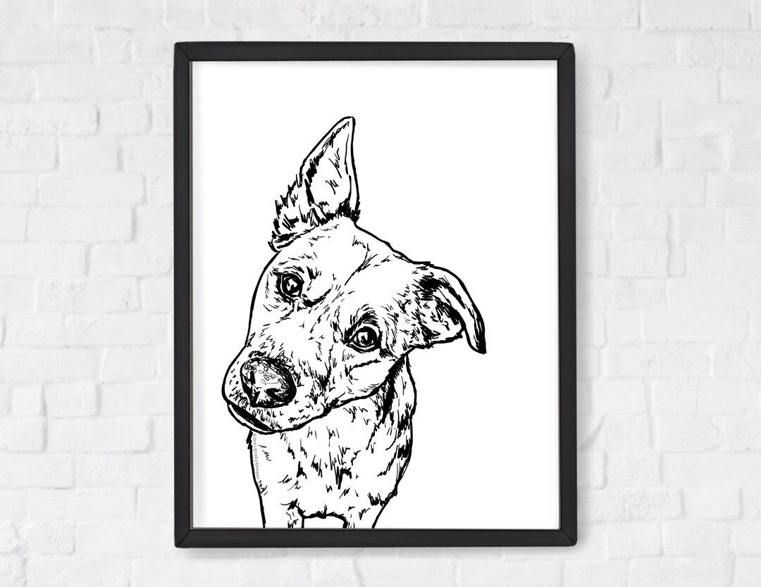 Custom Dog Portrait - Minimalist Dog Portrait, Digital Print, Dog ...