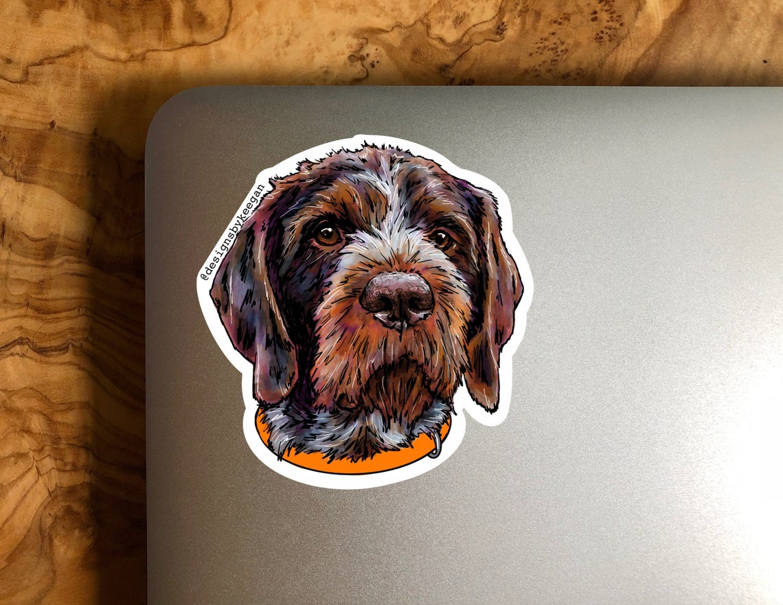 German Wirehaired Pointer Sticker - Water Resistant Stickers ...