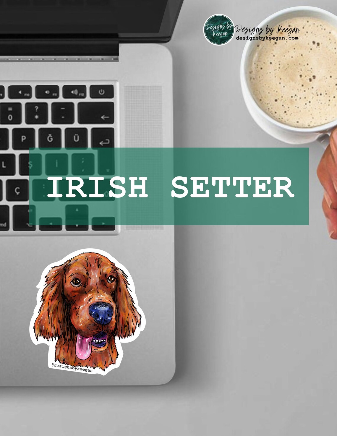 Irish Setter Sticker - Water Resistant Stickers, Laptop Sticker, Irish ...