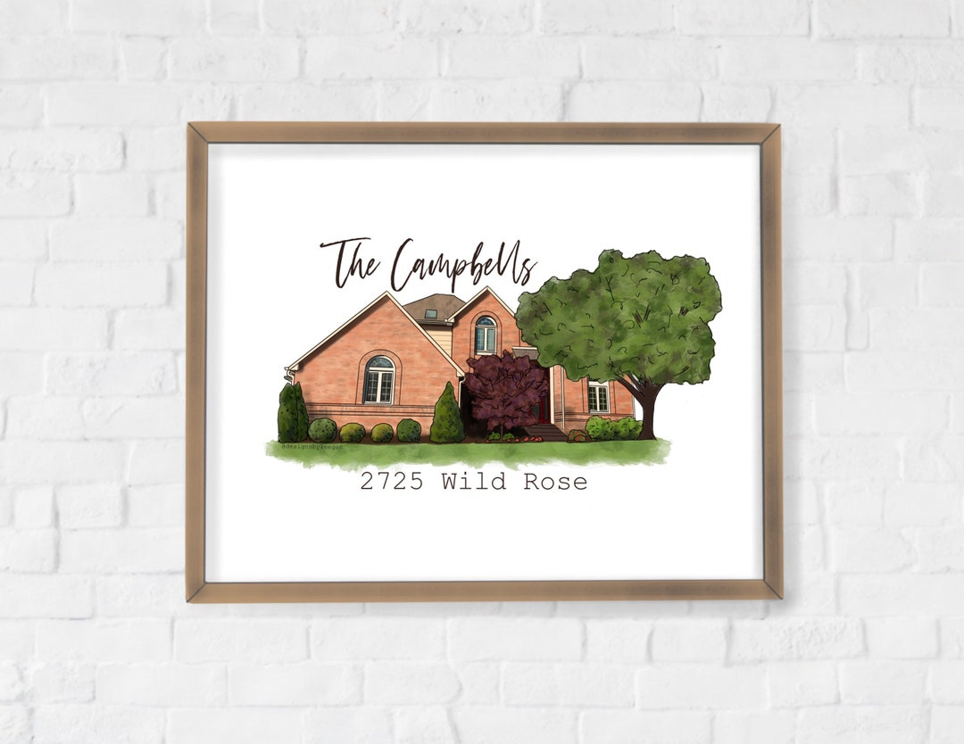First Home Portrait - Home Illustration, Digital Print, Portrait From ...