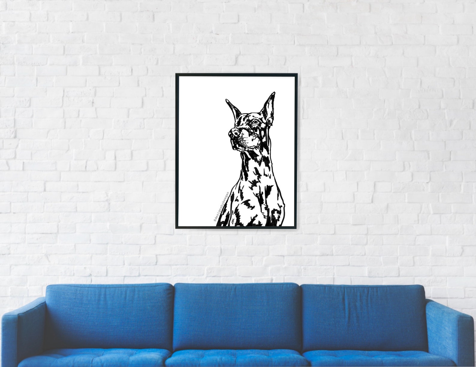 Doberman Print Instant Download Doberman Illustration | Etsy