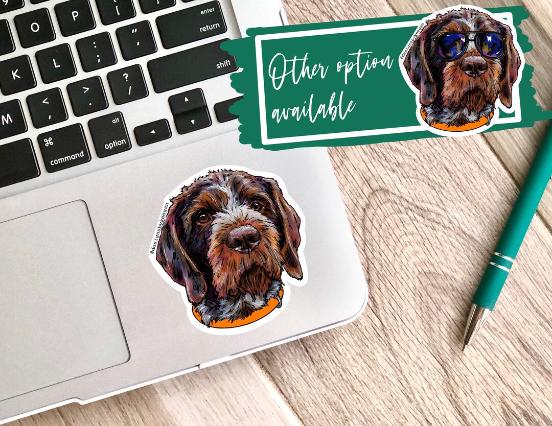 German Wirehaired Pointer Sticker - Water Resistant Stickers ...