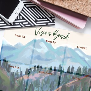 Printable Vision Board Template, Pretty Vision Boards, Adventurer ...