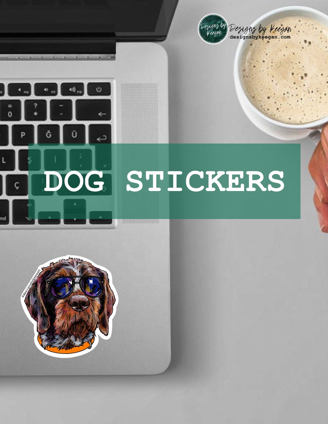 German Wirehaired Pointer Sticker - Water Resistant Stickers ...