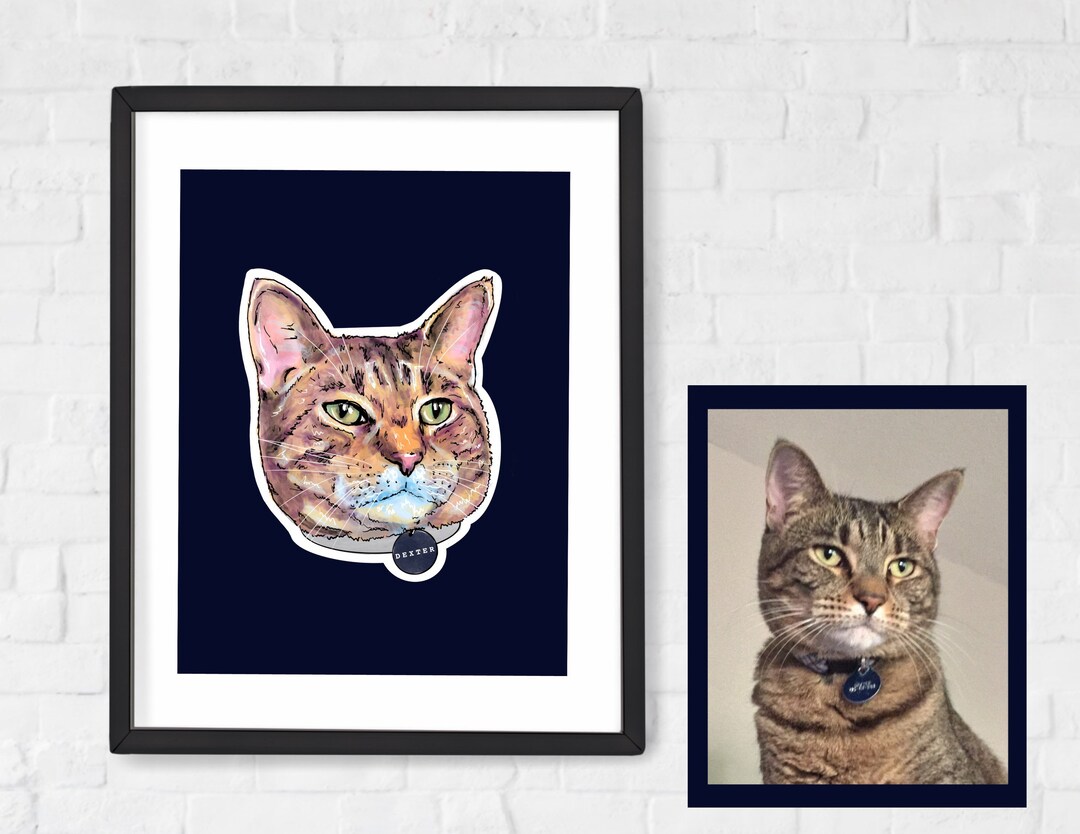 Custom Cat Portrait Digital Download Custom Cat - Etsy