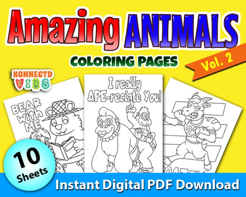 Animals Coloring Pages Vol.2 - 10 Printable Animal Coloring Pages for ...