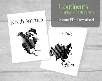 Continent Flash Cards - Etsy