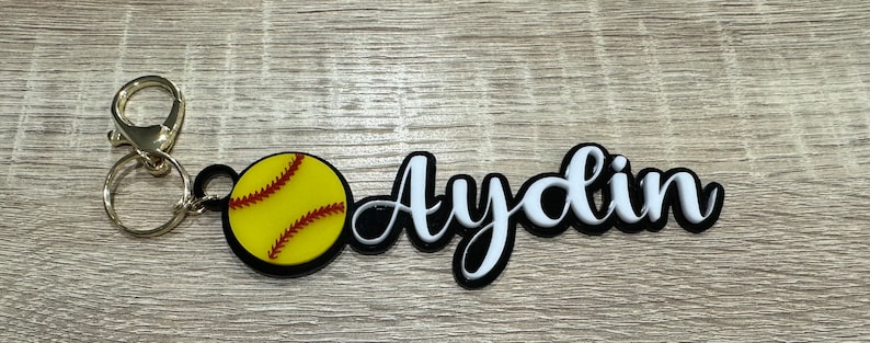 Personalized Acrylic Backpack Keychains, Backpack Name Tags, Softball ...